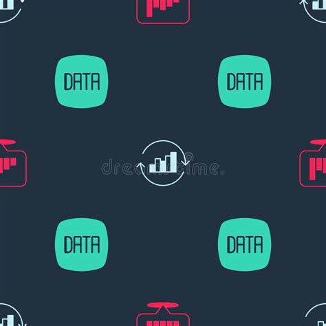 set pie chart infographic and data analysis on seamless pattern