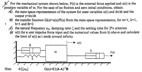 Solved For The Mechanical System Shown Below F T Is The Chegg