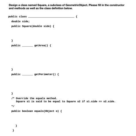 Solved Design A Class Named Square A Subclass Of