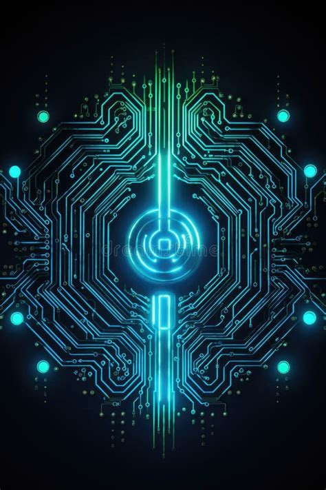 A Computer Circuit Board With A Glowing Circle In The Middle Cyber