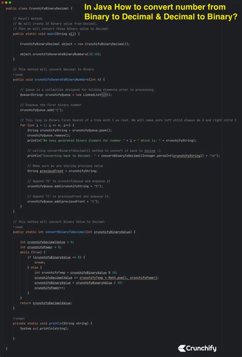 Binary To Decimal Conversion And Vice Versa Exploring Number Representations With Java Code