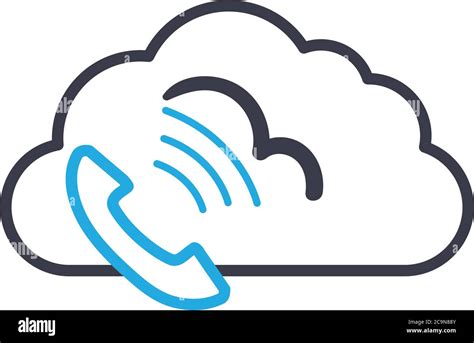 Cloud Computing With Phone Line Style Icon Design Communication Internet And Connectivity Theme