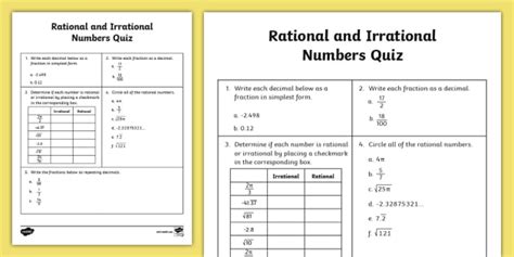 Identifying Rational And Irrational Numbers Coloring Activity