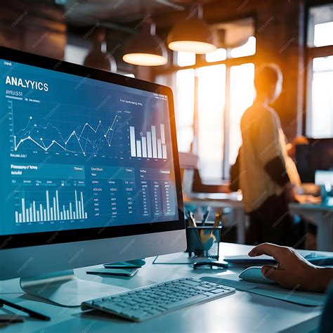 Modern Office Analytics Dashboard With Data Trends And Charts On