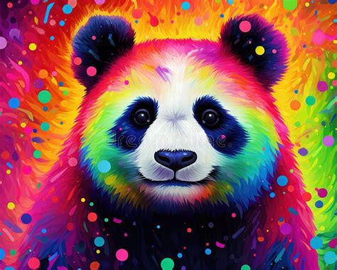 Cute Rnbow Pandas Are Embellished With Gems Stock Illustration Illustration Of Background