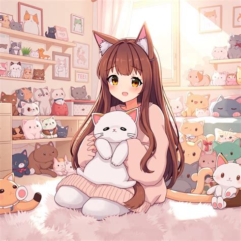 Neko Girl With Brown Hair Anime Cat Girl Brown Hair Hd Wallpapers