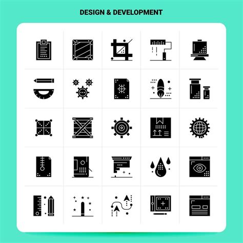 Solid 25 Design Development Icon Set Vector Glyph Style Design Black