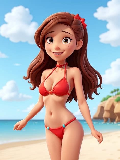 Bikini Cartoon Girl Premium Ai Generated Image