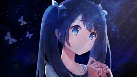Anime Girl Blue Eyes Black Long Hair Hd Anime Girl Wallpapers Hd