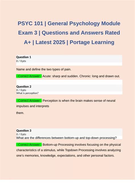 Psyc 101 General Psychology Module Exam 3 Questions And Answers