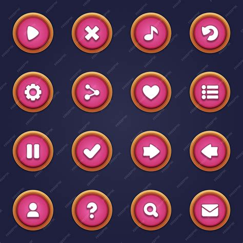 Premium Vector Set Of Pink Buttons For Mobile Games Game Pink Interface Cartoon Ui Buttons Set