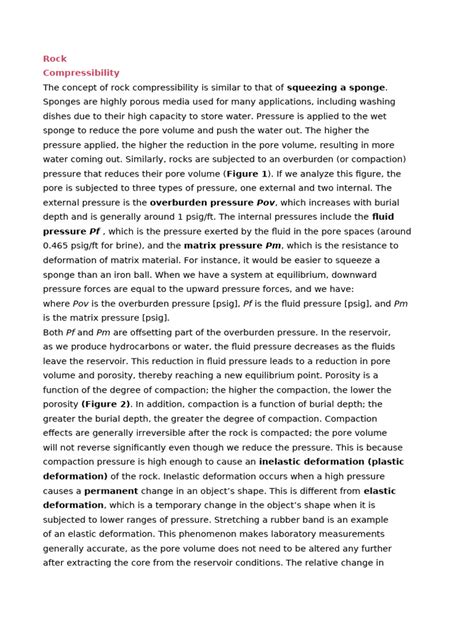 Rock Compressibility Lecture Note Pdf Porosity Pressure