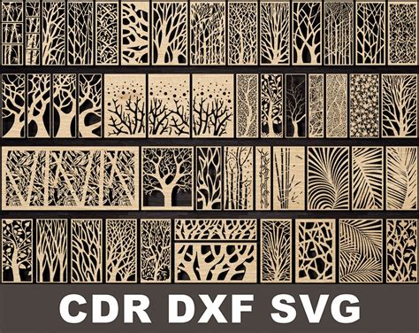 Tree Panel Dxf Wall Decoration Svg Decorative Room Divider Etsy