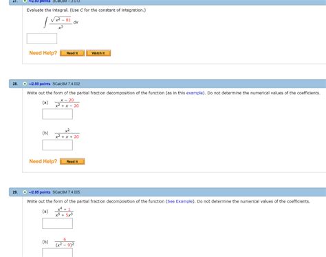 solved evaluate the integral use c for the constant of
