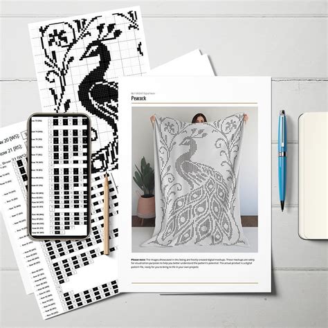 Peacock Filet Crochet Blanket Pattern Elegant Lace Decor Pdf Pattern