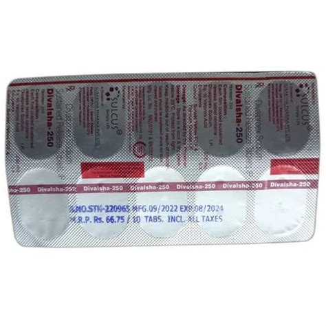 Divalproex Sodium Sustained Release Tablets Ip250mg At Rs 24 25 Strip