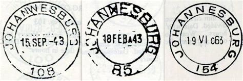 Johannesburg Gpo And Suburban Post Offices Postmarks And Postal History Numeral Types
