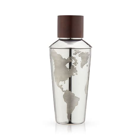 Get Viski Globe Stainless Steel Cocktail Shaker With Etched Map And