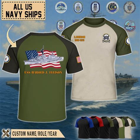 Uss Harold J Ellison Dd 864 Raglan Tshirt Proudly Served Military