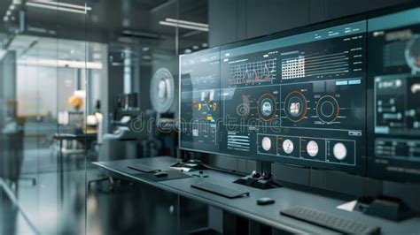 Modern Office With Computer Displaying Data Stock Footage Video Of Generated Display 326598232