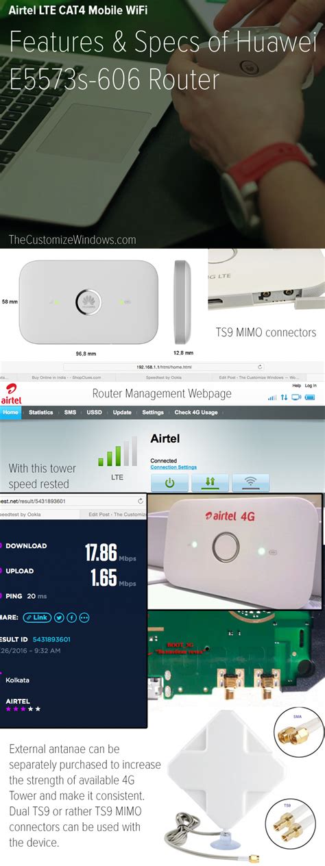 Airtel G Huawei E Router Wifi Hotspot Features Specs