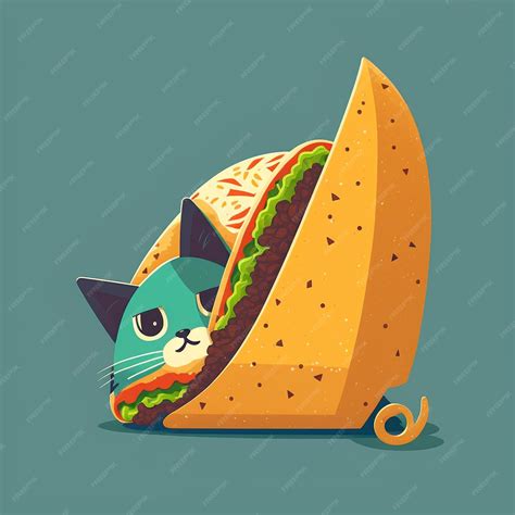 Premium Photo Cat Eating A Taco Vector Illustration