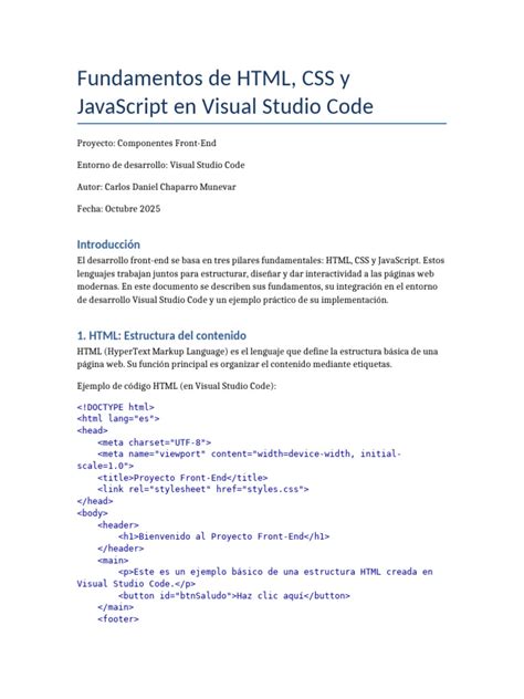 Fundamentos De Html Css Y Js En Vs Code Pdf Script Java Html