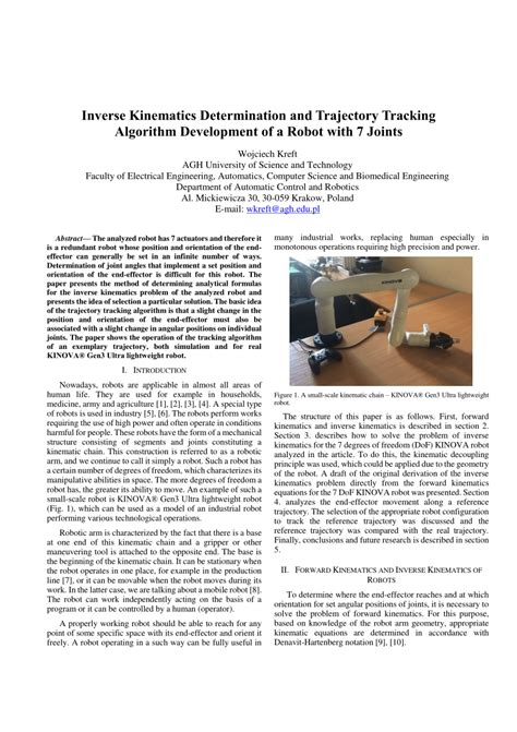 pdf inverse kinematics determination and trajectory tracking