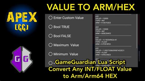 convert values to hex arm 32 64 game guardian lua script youtube