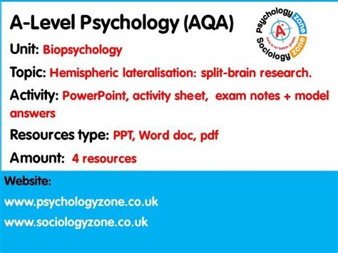 Hemispheric Lateralisation Split Brain Research Teaching Resources