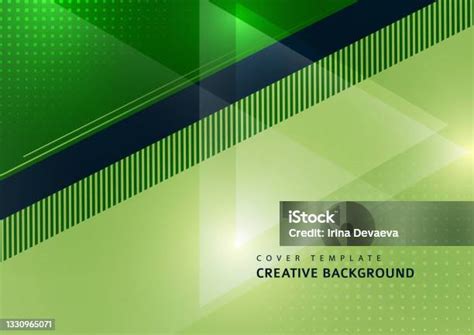 경사 줄무늬와 선 투명 중복 삼각형 비즈니스 프레젠테이션 앱 커버 및 웹 사이트 디자인을 위한 템플릿입니다 벡터 녹색에 대한