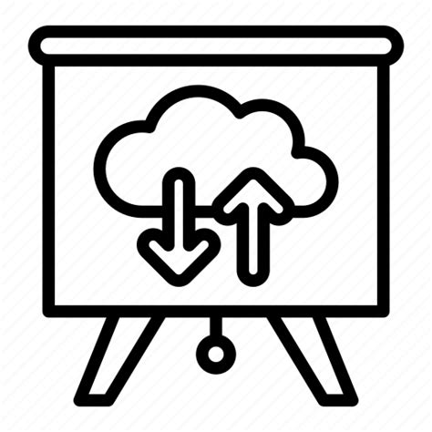 Presentation Line Design Board Cloud Storage Data Icon Download On Iconfinder