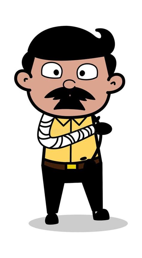 Bandage Hand Indian Cartoon Man Father Vector Illustration Stock