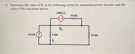 Solved Determine The Value Of RL In The Following Circuit Chegg Com