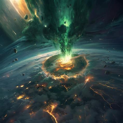 Arafed Image Of A Massive Explosion Of Rocks And Debris In Space