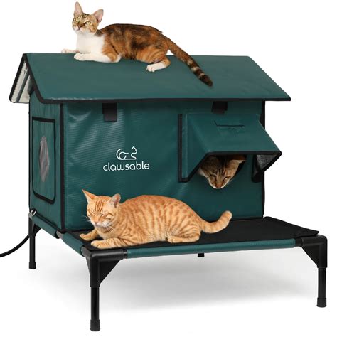 Clawsable Heated Cat Houses Cozy Outdoor Shelter For Strays