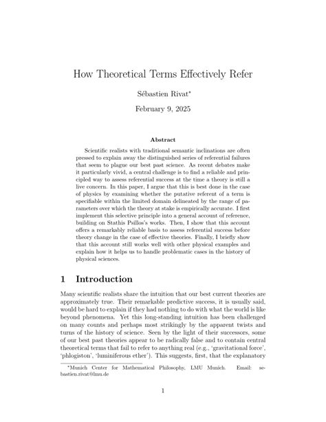 Pdf How Theoretical Terms Effectively Refer
