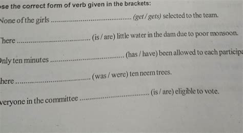 Se The Correct Form Of Verb Given In The Brackets None Of The Girls Ge