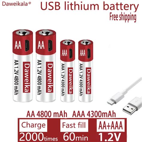 Aa Aaa Usb Charging 12v Aa 4800mah Rechargeable Lithium Battery