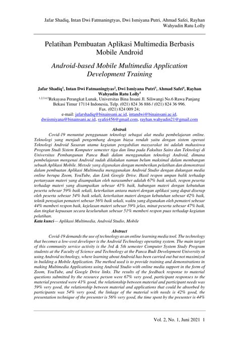Pdf Android Based Mobile Multimedia Application Development Training