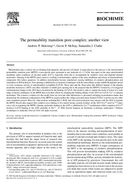 Pdf The Permeability Transition Pore Complex Another View