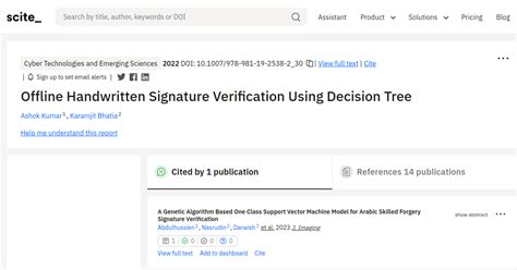 [citation Report] Offline Handwritten Signature Verification Using Decision Tree