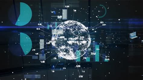 Premium Stock Video Animation Of Globe Of Network Of Connections And Statistical Data