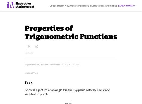 Illustrative Mathematics F Tf Properties Of Trigonometric Functions Lesson Plan For 9th 10th