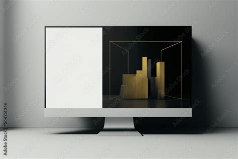 Computer Monitor Layout Blank Finances Mock Up Generative AI Stock Illustration Adobe Stock