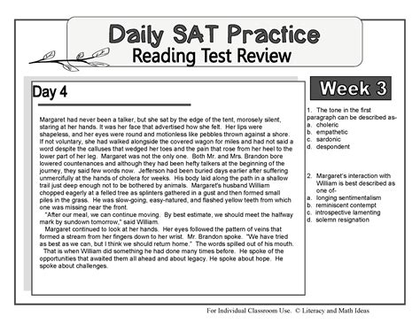 Daily Sat Reading Practice Week 3 Reading Practice Comprehension