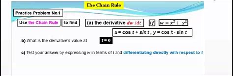 Solved The Chain Rule Practice Problem No Use The Chain Chegg Com