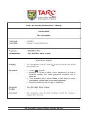 Assignment May2022 Pdf Faculty Of Computing And Information