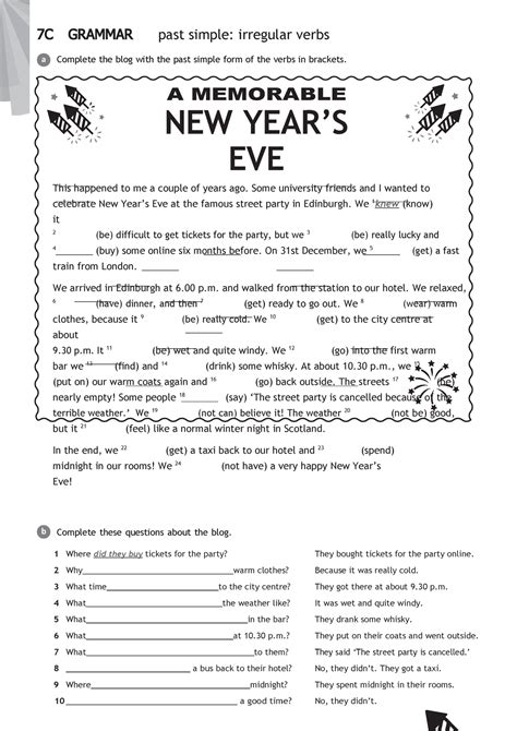 Workseetn 2 6264dc1c72f3cc6 A B 7 C Grammar Past Simple Irregular