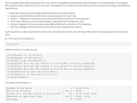 solved write a program that reads movie data from a csv
